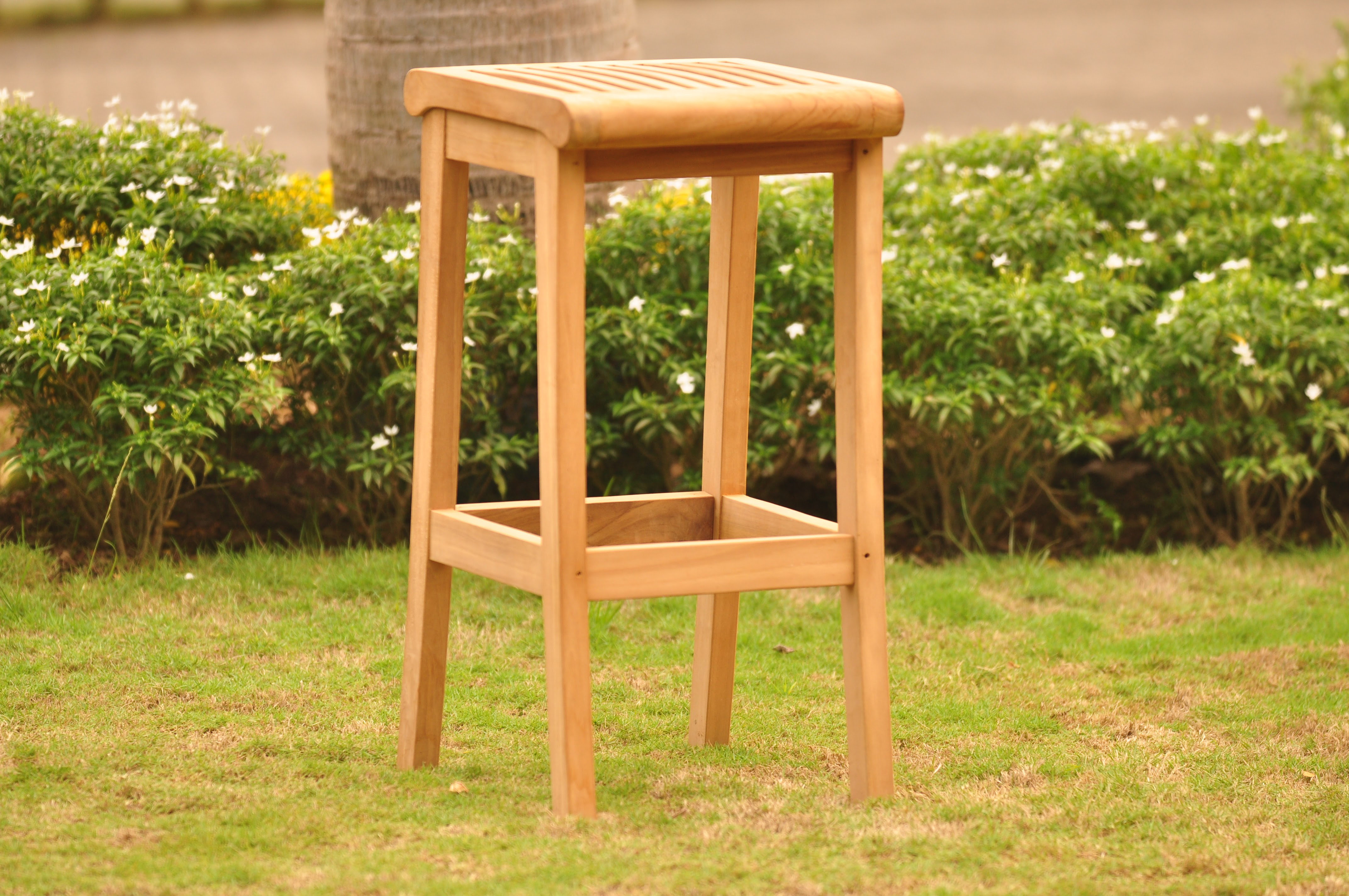 Highland Dunes Mainor Giva Grade A Outdoor 28 Teak Patio Bar Stool Wayfair Canada